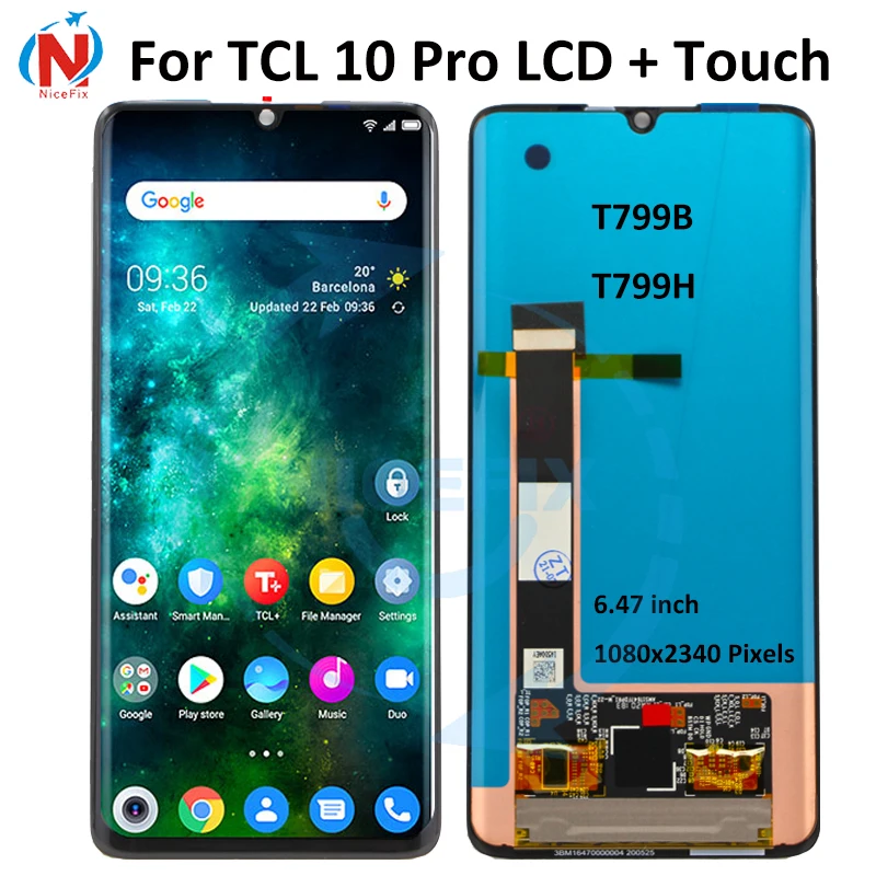 Pantalla LCD de 6,47 pulgadas para móvil, montaje de digitalizador táctil Original para TCL 10 ...