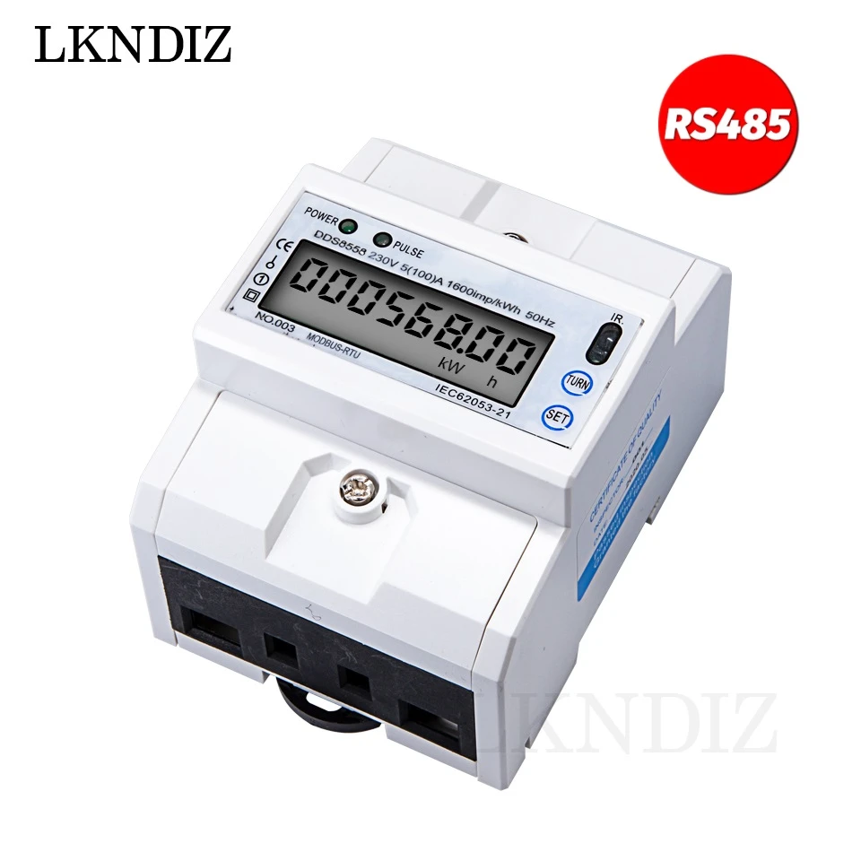 Electricity Single Phase Din Rail RS485 Modbus-RTU Power Energy Meter 100A Power Meter Energy ...