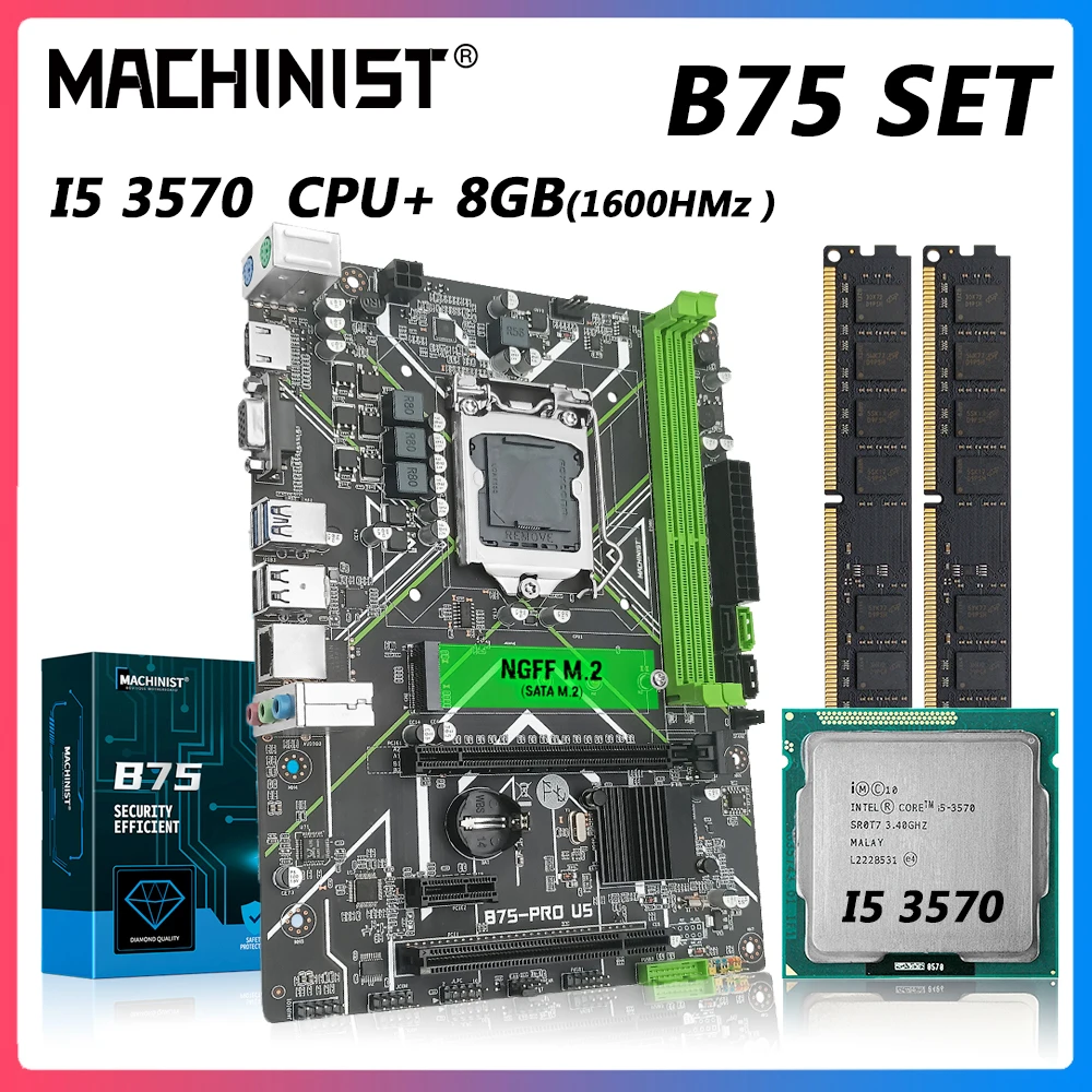 Machinist Conjunto de placa base B75 con procesador Intel Core I5 3570 ...