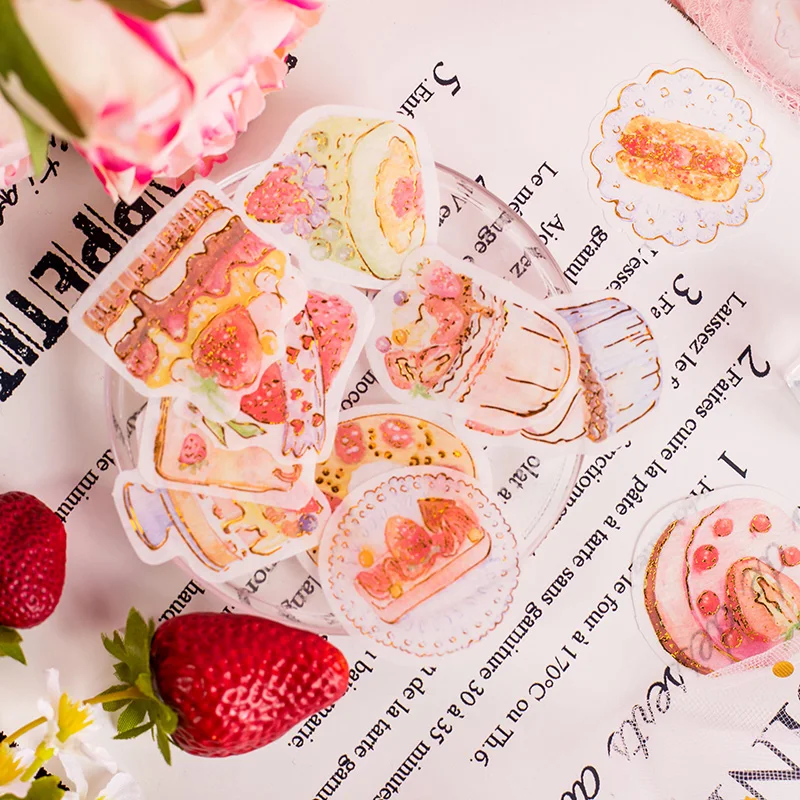 40 pcs/bag strawberry party Journal Decorative Gold Stickers ...