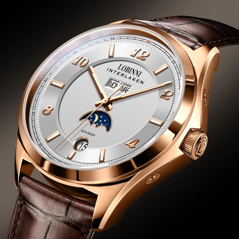 Switzerland Luxury Brand LOBINNI Automatic Mechanical Men's Watch Multi ...