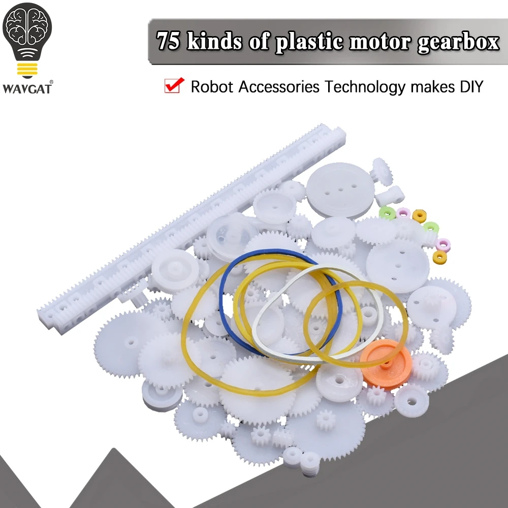 WAVGAT 75PCS/lot Plastic Gear,Rack, Pulley, Belt,Worm Gear,Single and ...