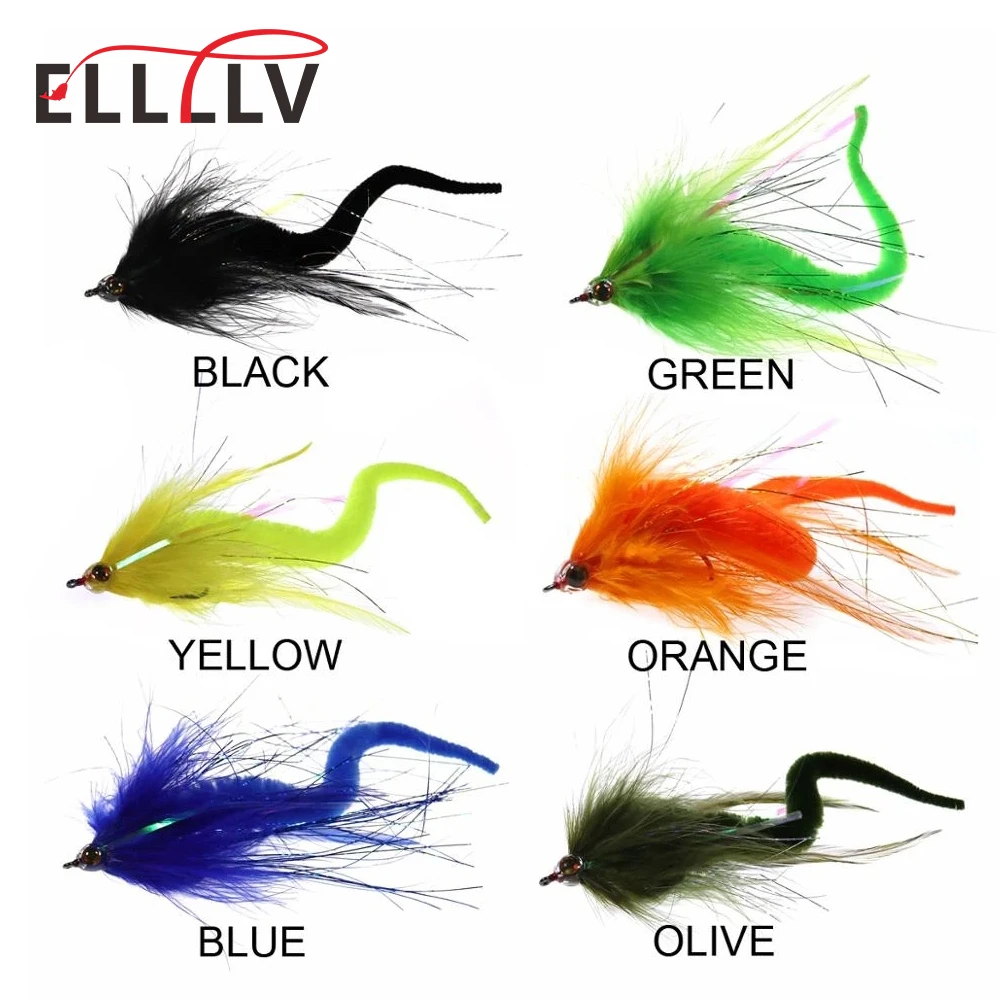 Elllv 1pc/2pcs #2/0 Dragontail Streamers Flies For Bass Muskie Pike ...
