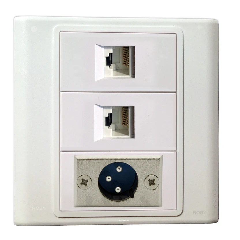 Wall Panel, 2 x RJ45 Cat5e + XLR Port For Microphone Sound Speaker ...
