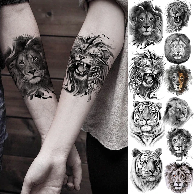 Matching Lion And Lioness Tattoos