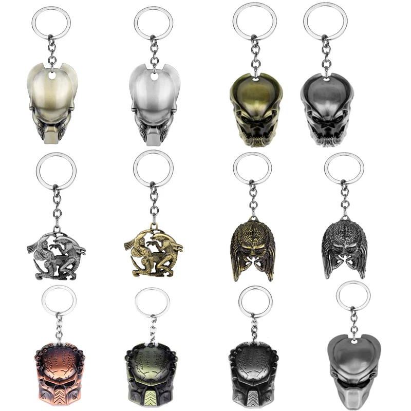 Moive Theme Mask Keychain Alien Predator Pendant Keyring Double Alien ...