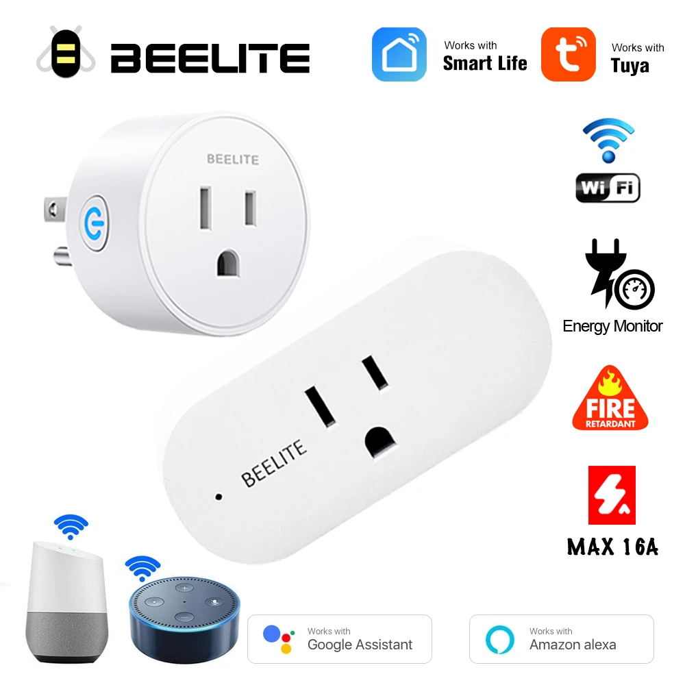 Beelite Wifi Smart Plug Us 10a 16a Power Energy Monitor Alexa Plug ...