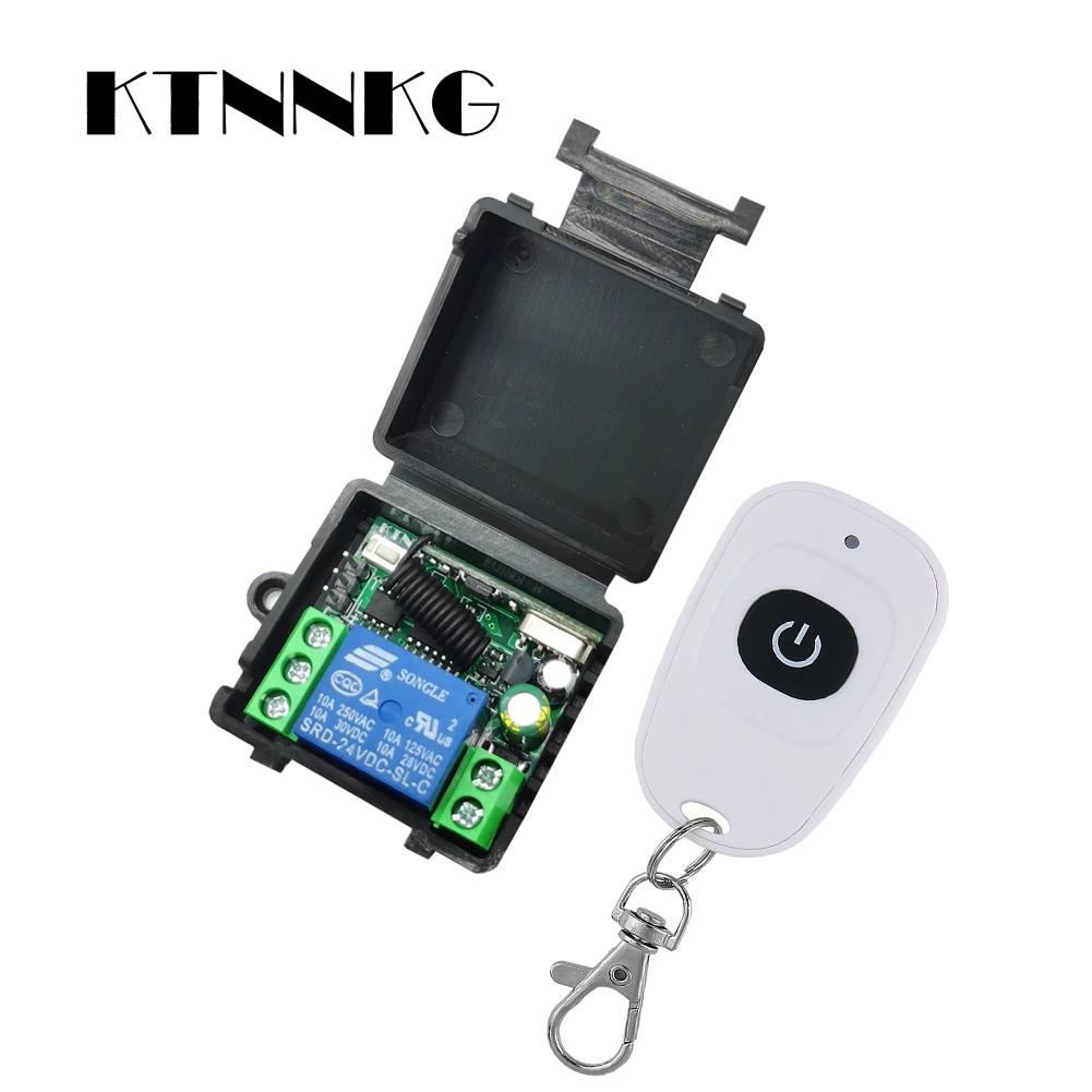 433Mhz-Universal-RF-Remote-Control-DC-12V-24V-10A-1CH-Relay-Receiver ...