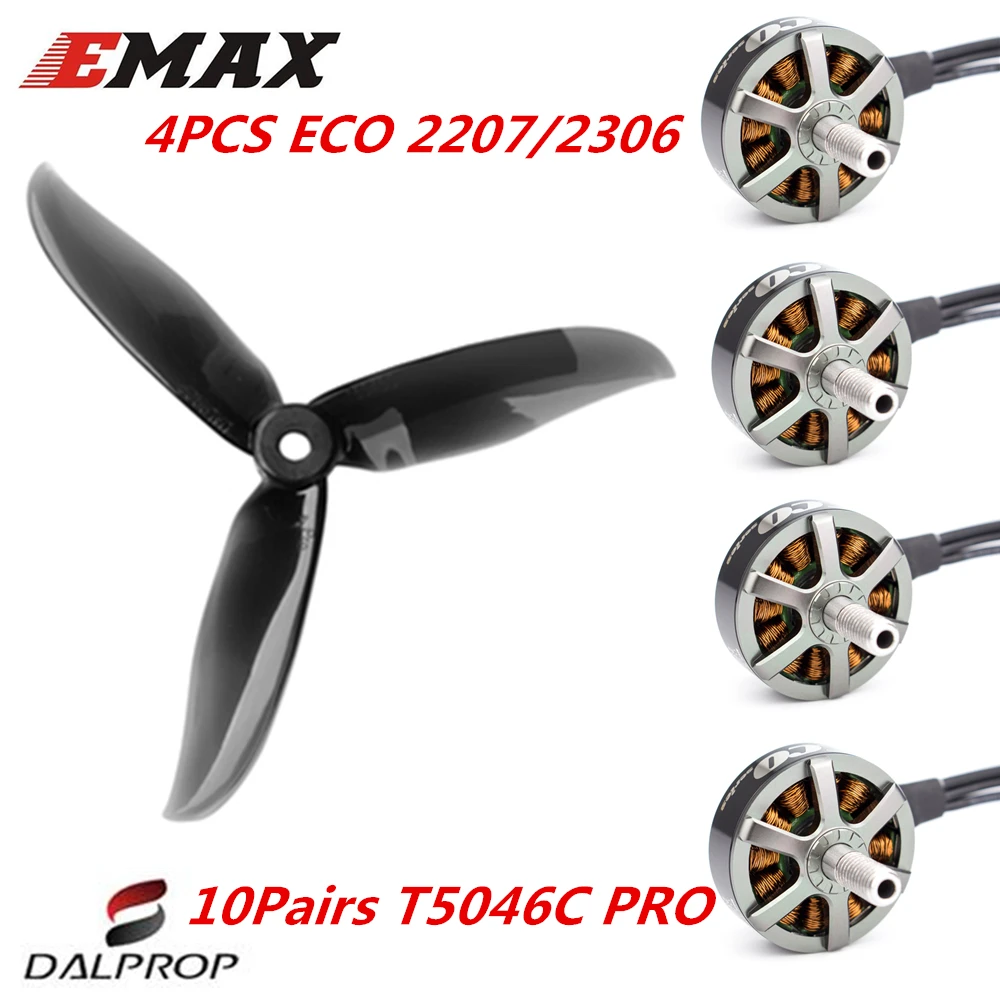 4pcs Emax Eco 2207/2306 1700kv/1900kv/2400kv Motor 10pairs Dalprop ...
