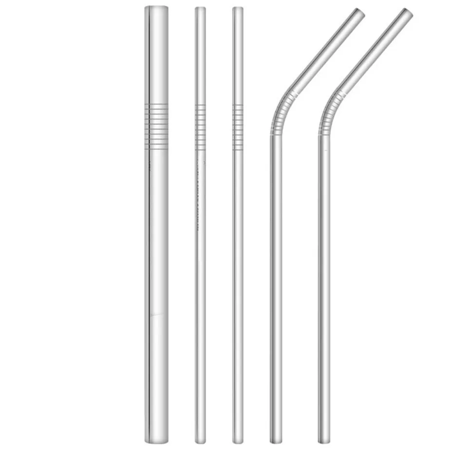 Reusable Metal Drinking Straws 304 Stainless Steel Straw Sturdy Bent ...