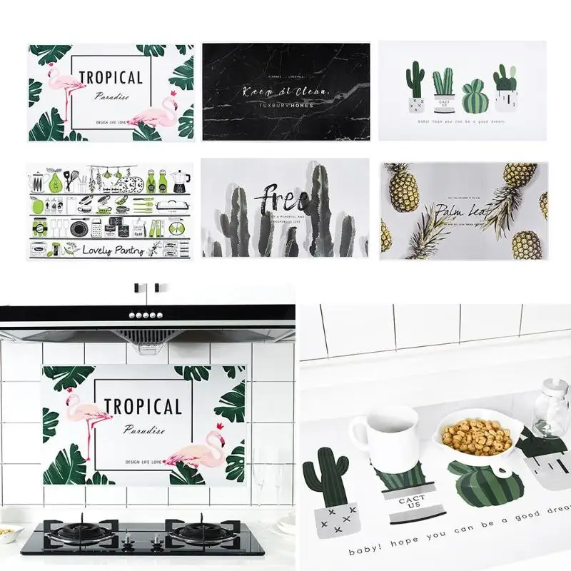 Self adhesive Kitchen Stickers Waterproof Aluminum Foil Anti oil Wall ...