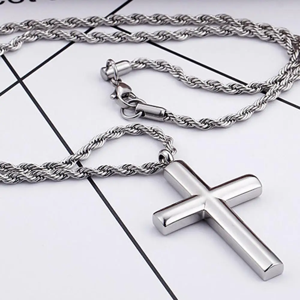 Fashion-Cross-Necklaces-For-Men-High-Polished-60cm-Stainless-Steel ...