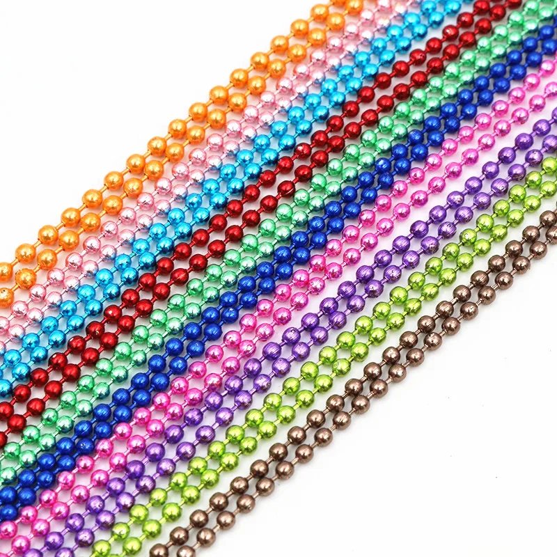 5pcs 1.5 2.0 2.4mm Length 70cm (27.5 inch) 10 Colors Plated Ball Beads ...