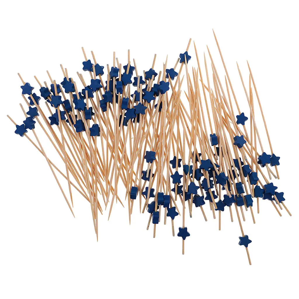 100 Pieces Star Cocktail Picks Drink Stirrer Fruit Cake Fruit Picks ...