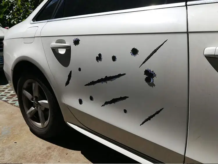 1Pcs Car Stickers 3D Bullet Hole Funny Decal Car-covers Motorcycle ...