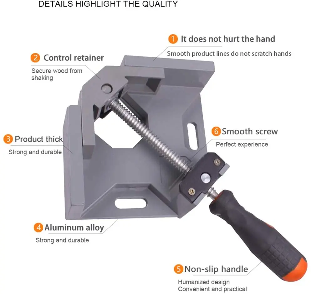 DIY & Tools Hand Tools Right Angle Clamp One-Hand 90° Aluminium Alloy ...