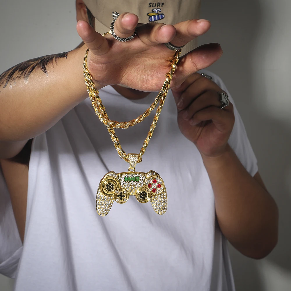 Fashion-Gamepad-Exaggeration-Pendant-Necklace-Iced-Out-Hip-hop-Cuban ...