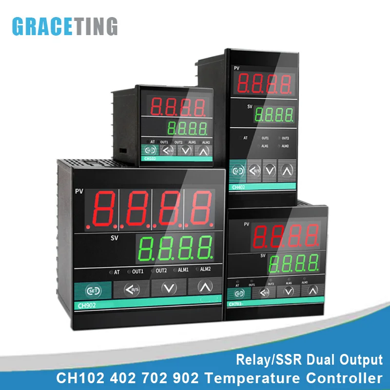 Digital Pid Intelligent Temperature Controller Dual Output Ssr Relay Output Ch102 Ch402 Ch702 ...