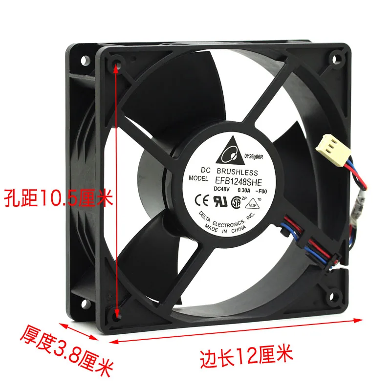 Original EFB1248SHE-F00 48V 0.30A 12038 12 cm server cabinet inverter 3-wire speed measurement ...