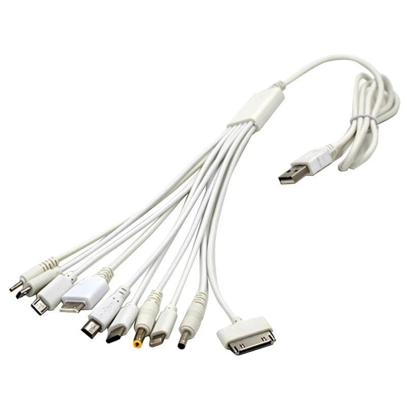 1pcs 10 In 1 Pin Multi function Multi head Charging Cable White ...