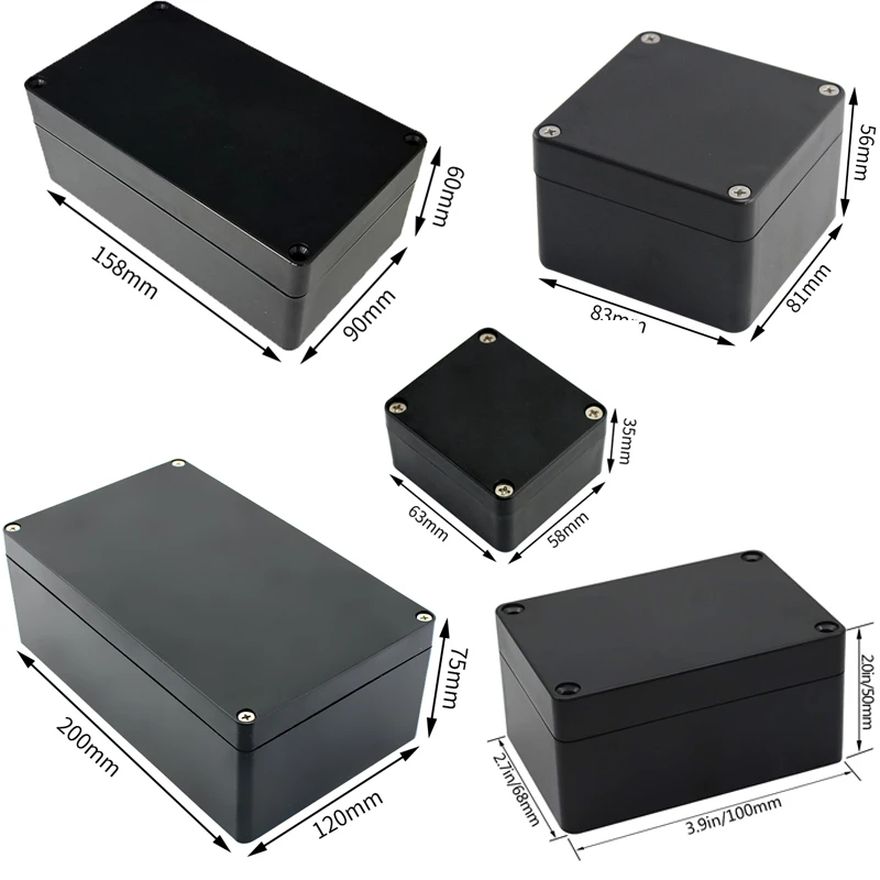 Waterproof Black Diy Housing Instrument Case Abs Plastic Project Box ...