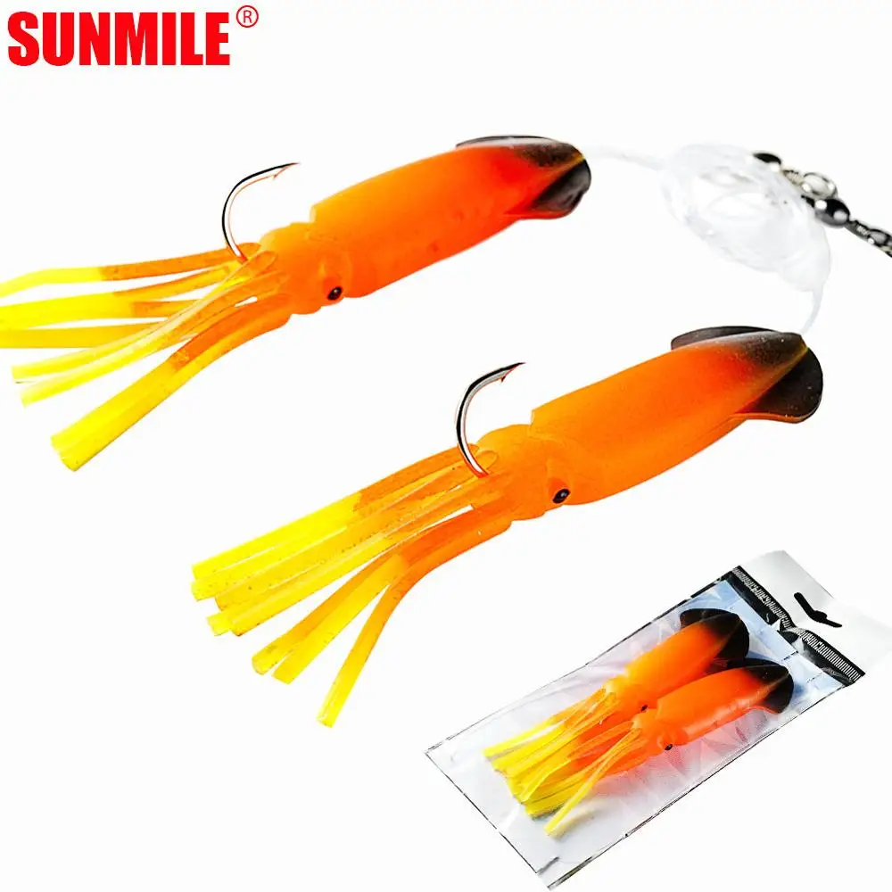 SUNMILE Fishing Soft Squid Daisy chain Lure 12cm Squid Jig Fishing ...