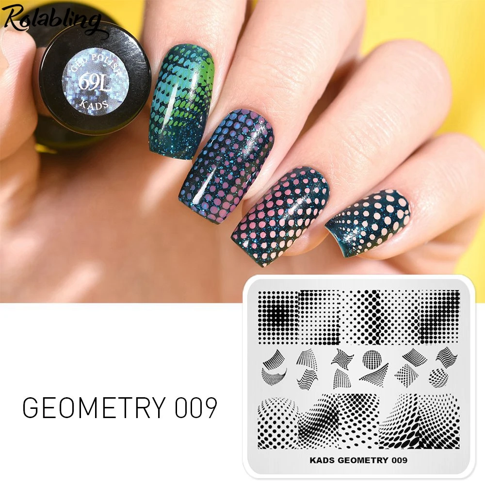 Rolabling Nail Art Stamping Plates Round Point Gradient Images for Nail ...