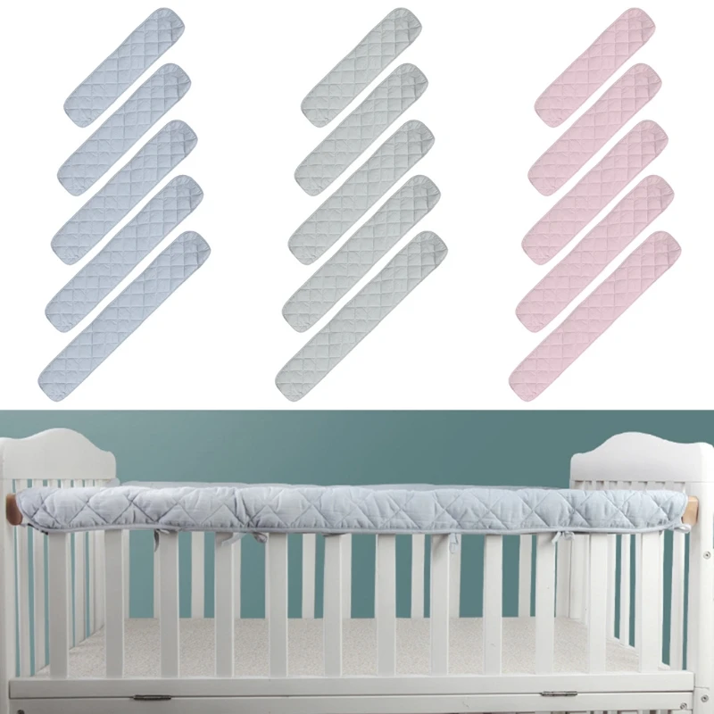 2Pcs-Cotton-Crib-Protection-Wrap-Edge-Baby-Anti-bite-Solid-Color-Bed ...
