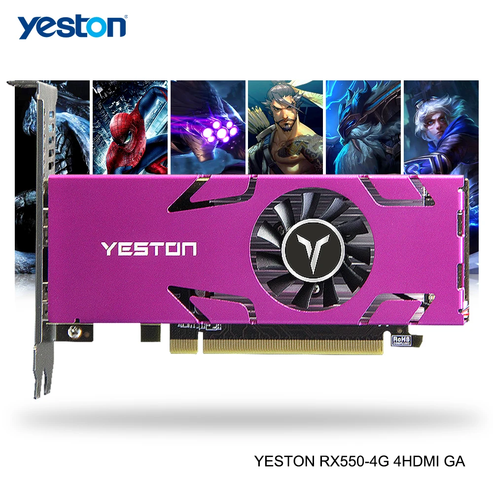 Yeston Radeon RX 550 GPU 4GB GDDR5 128bit 게임용 데스크탑 컴퓨터 PC 비디오 그래픽 카드 ...