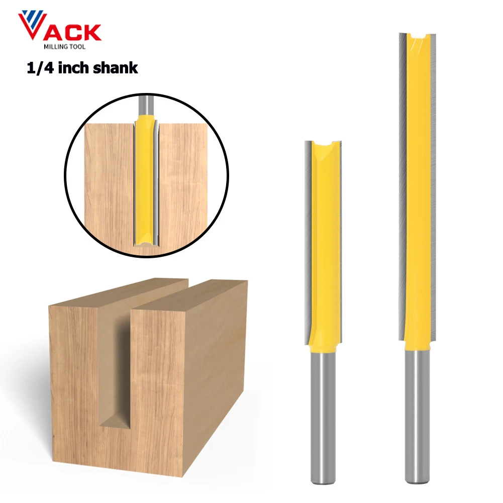VACK 1/4 8mm Shank Long Straight Router Bit Wood Milling Cutter 6.35mm ...