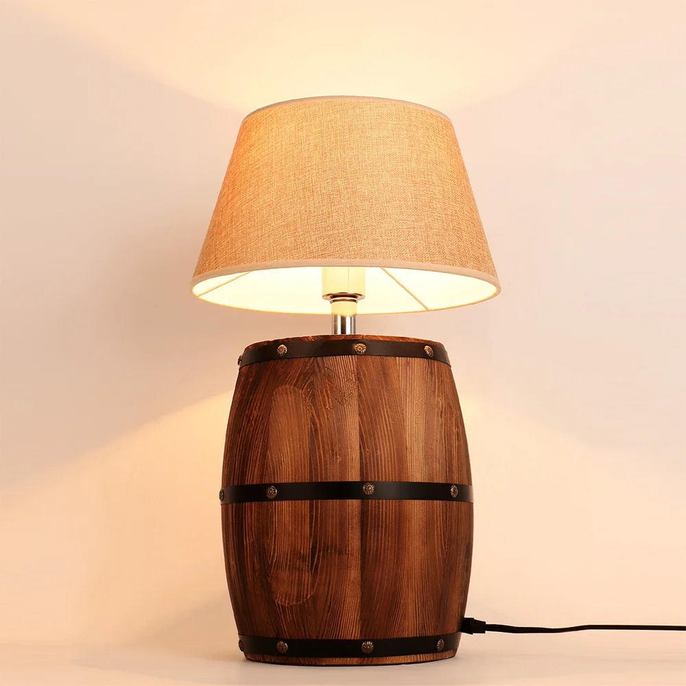 European retro industrial decorative bedside wine barrel lighting table ...