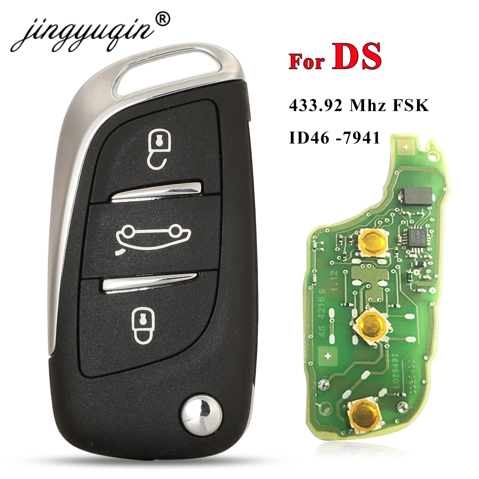 jingyuqin Original 3 Buttons 433.92Mhz FSK ID46 PCF7941 Chip Folding ...
