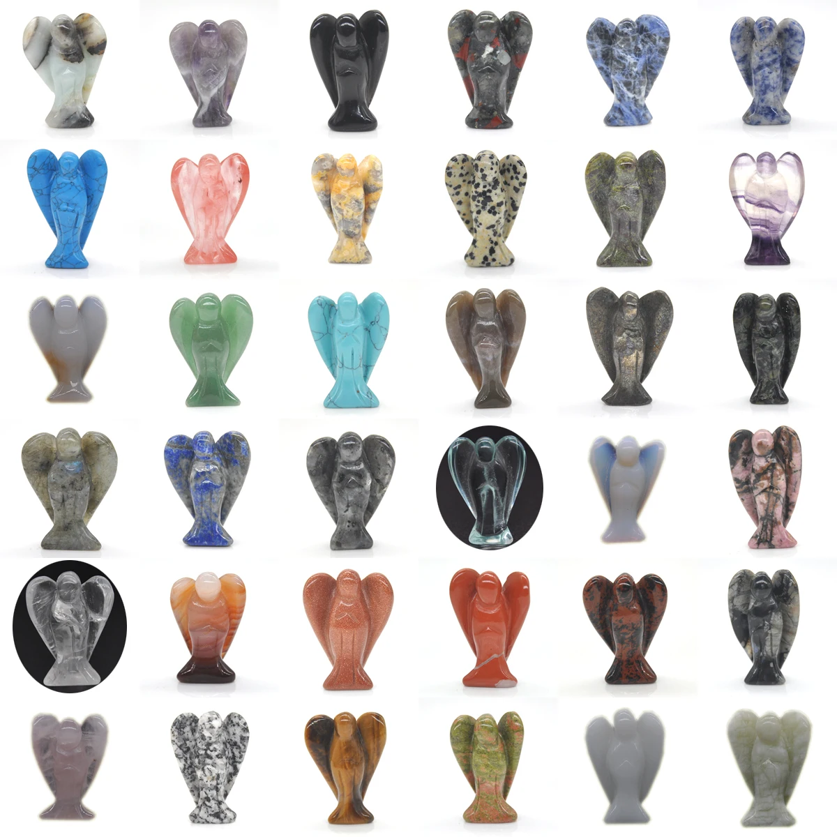 1.5" Guardian Angel Figurine Natural Healing Crystal Gem Statue Home ...