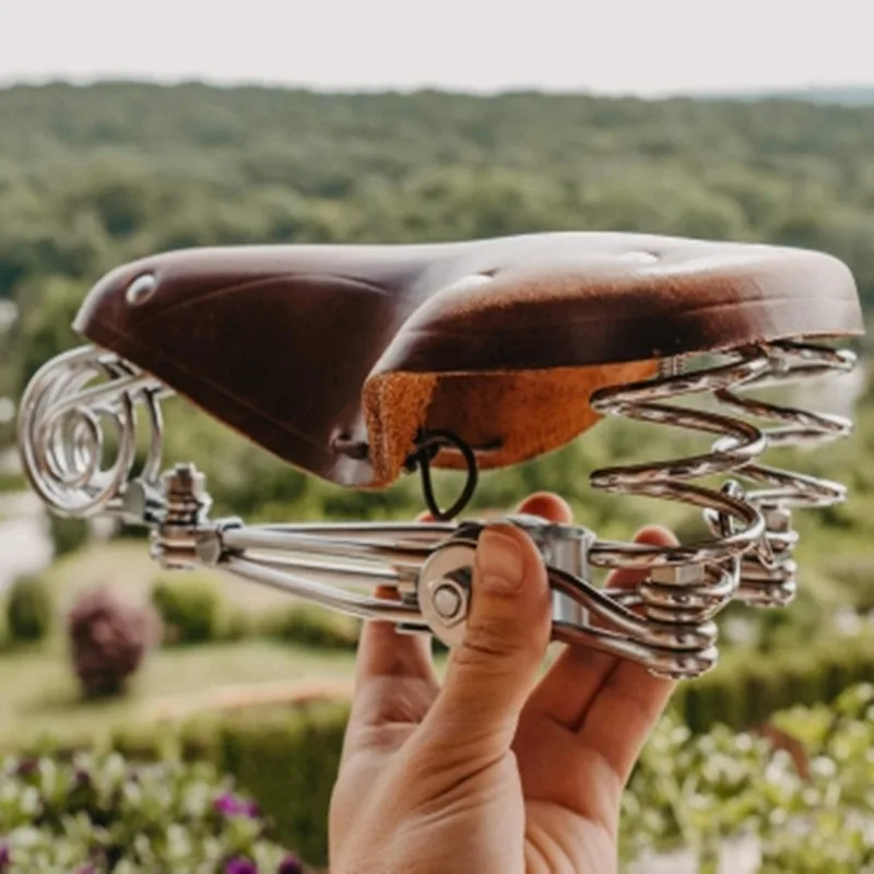 Vintage Bike Saddle Spring 100% Genuine Leather Saddle Old Style ...