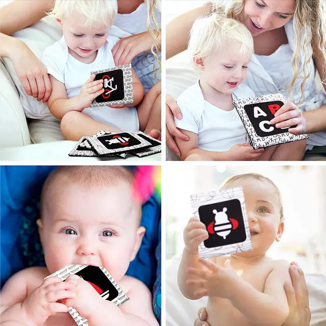 TEYTOY Black and White Soft Flash Cards, 26 Patterns Babies Visual ...