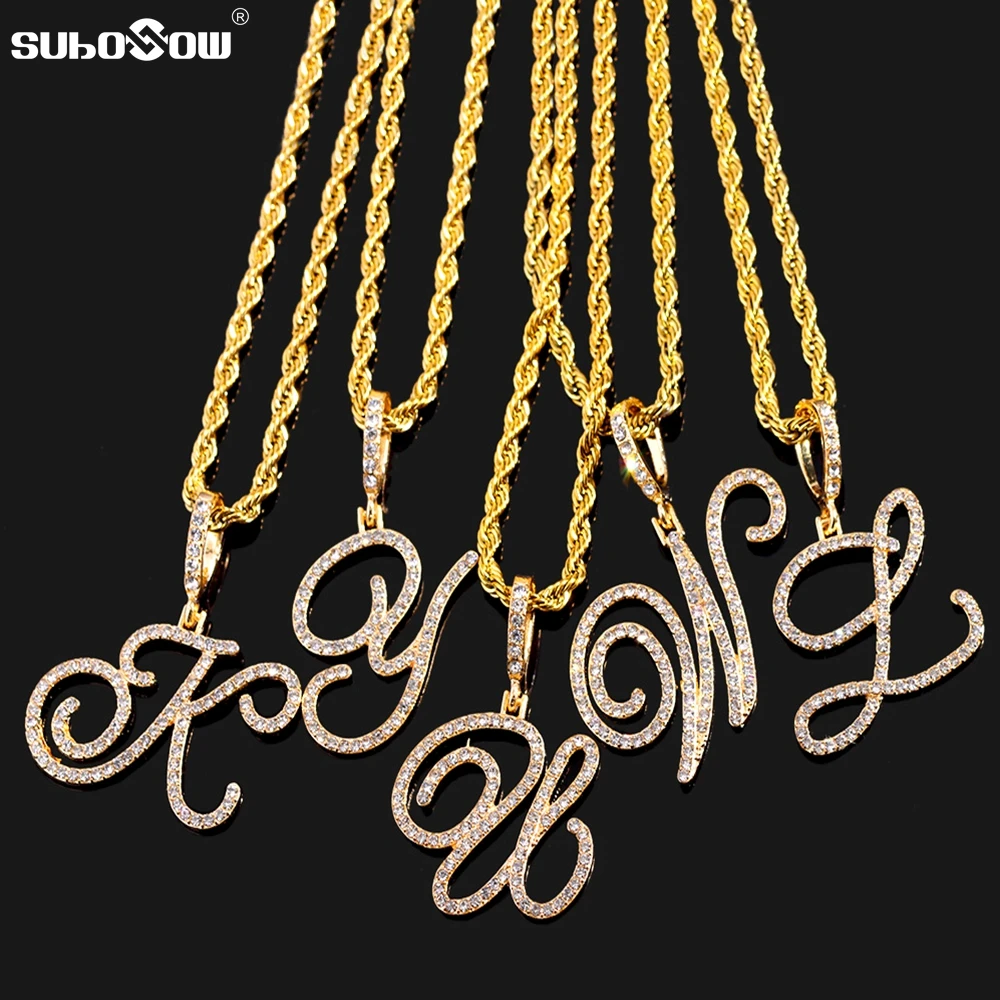 Hip Hop Women Men Cursive Letter Stainless Steel Rope Chain Necklace ...