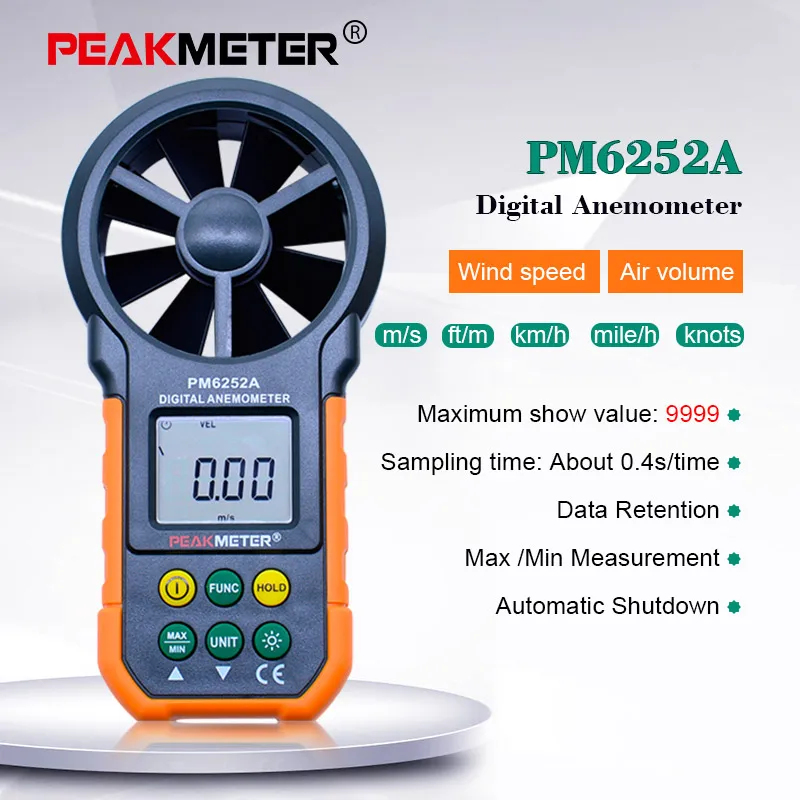 PEAKMETER PM6252A Anemómetro Digital portátil LCD electrónico de ...