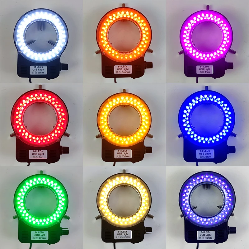 USB-Color-64-LED-Ring-Light-Source-Illuminator-Lamp-Adjustable ...