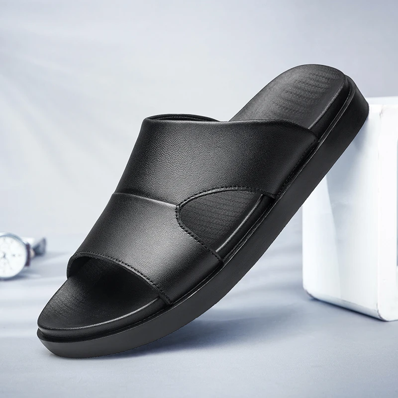 Mans-Slippers-Leather-Men-s-Summer-Shoes-Casual-Beach-Slipper-Outdoor ...