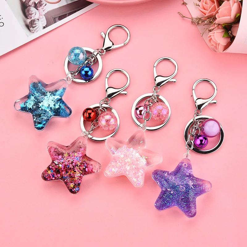 Star Powder Moving Liquid Key Ring Fantasy keychain Glitter Quicksand ...