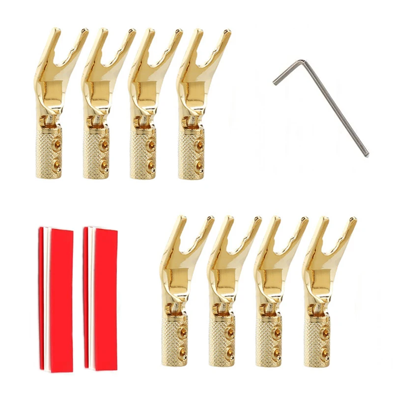 8pcs-pure-copper-Y-Spade-Connector-plug-Rhodium-plated-Fork-connectors ...