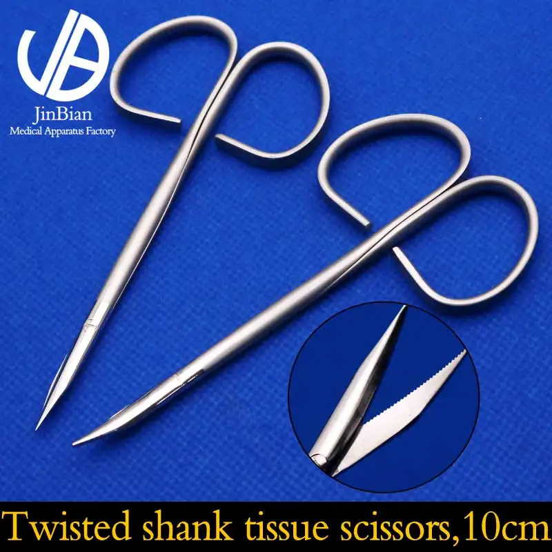 Twisted shank tissue scissors sawtooth 10cm surgical scissors eye scissors surgical operating ...