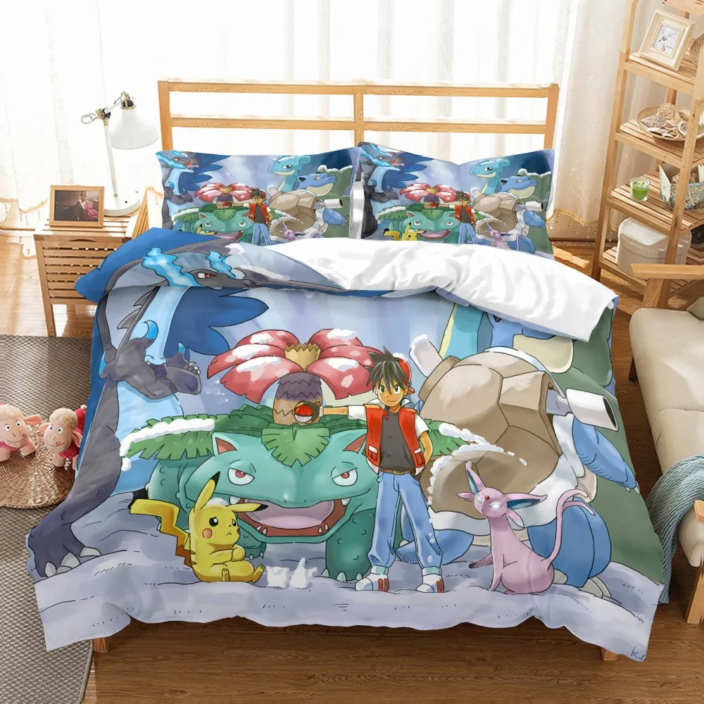 2/3 Piece Pokémon Microfiber Home Duvet Cover Set Pikachu Character ...