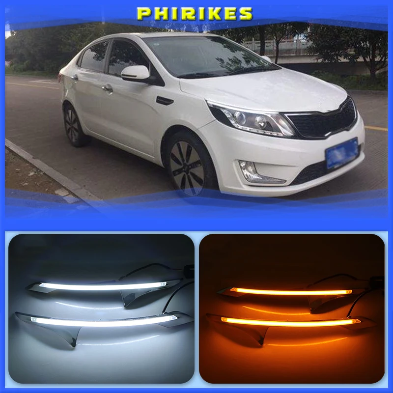 DRL-For-KIA-RIO-K2-2012-2013-2014-yellow-turn-signal-car-styling-12V ...