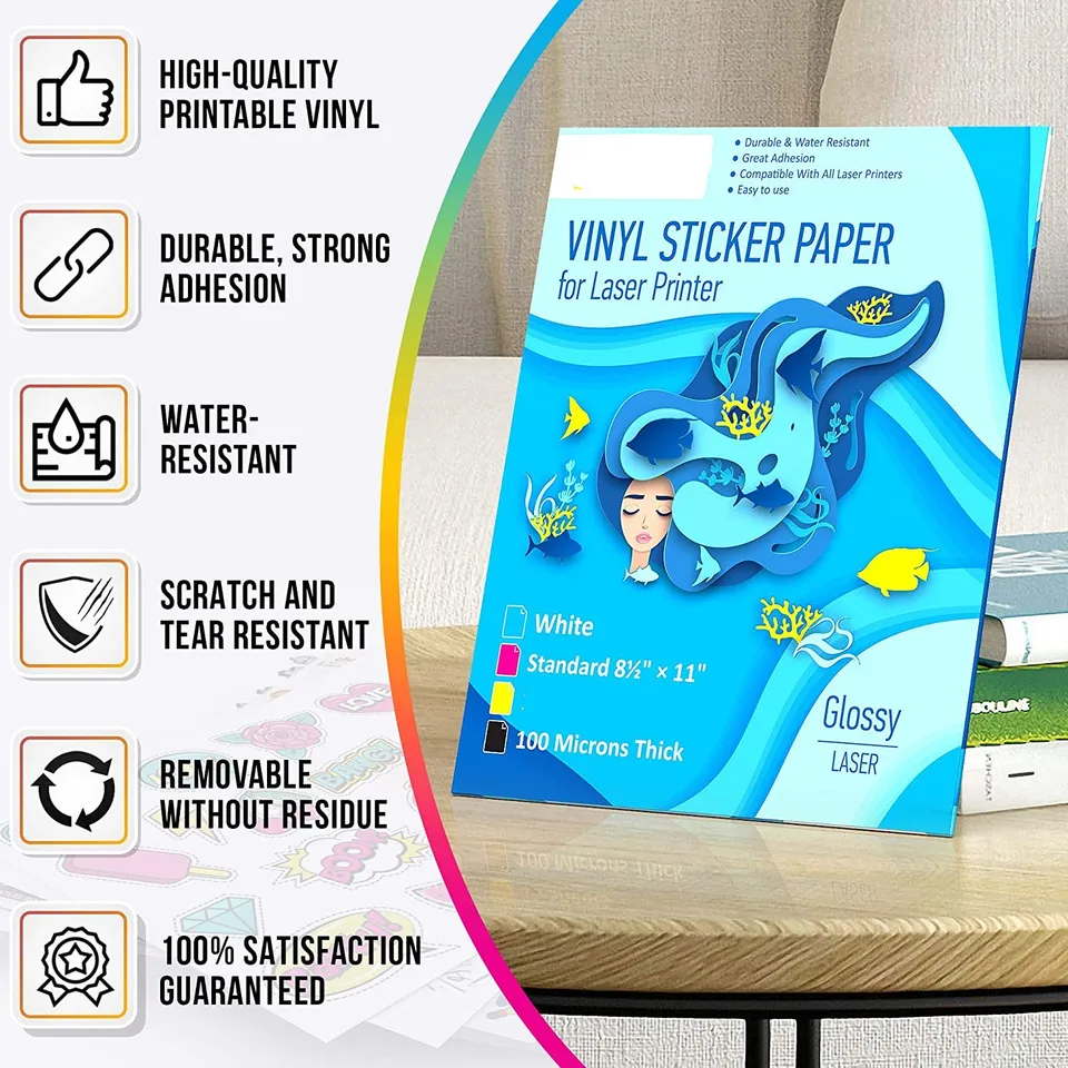 8.5 X 11 PPD Premium Printable Sticker Paper For Inkjet Printer Tear ...