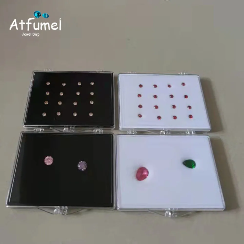 Clear Gem Jewelry Display Storage Box Diamond Organizer Gemstone ...