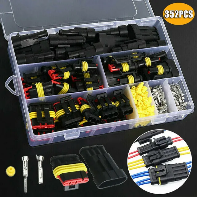 352Pcs 1/2/3/4 Pin Way Super Seal Car Vízálló Elektromos Huzal Csatlakozó Dugó 26 Készlet Autó ...