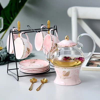 Nordic Marble Texture Ceramic Tea Cup High Temperature Afternoon Tea ...