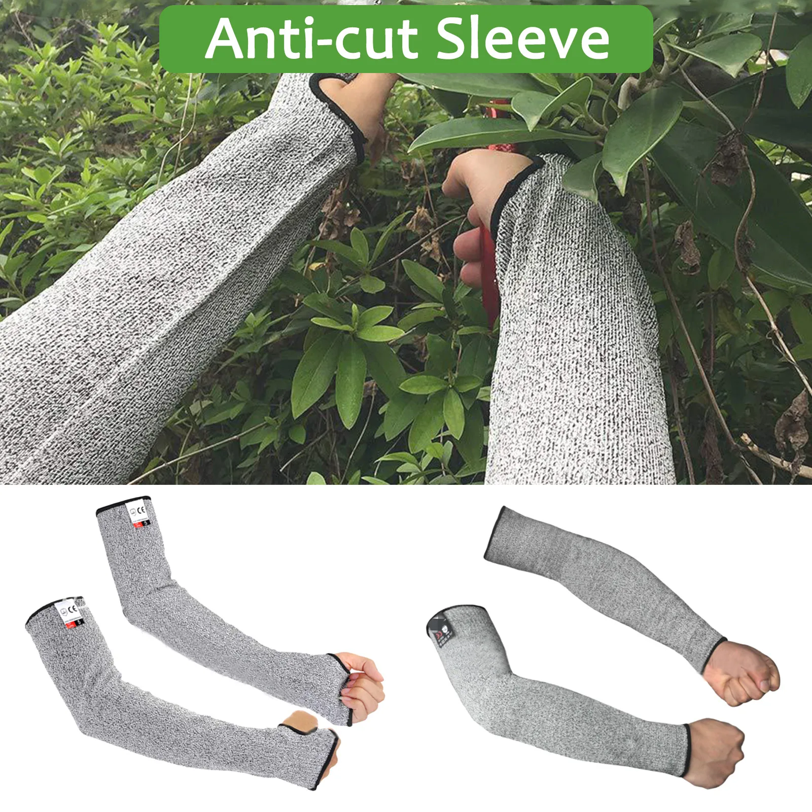 2PCS Safety Arm Sleeve Anti Cut Puncture Proof Guard Bracers Protector ...