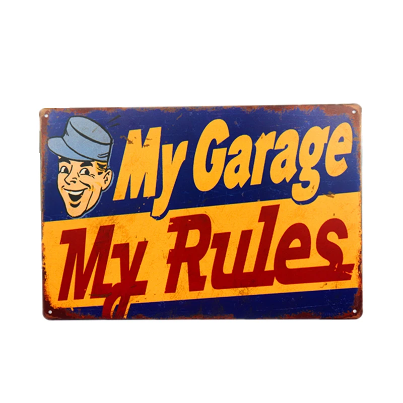 My Garage My Rules Retro Garage Decor Metal Tin Sign 12 X 8 Inches ...